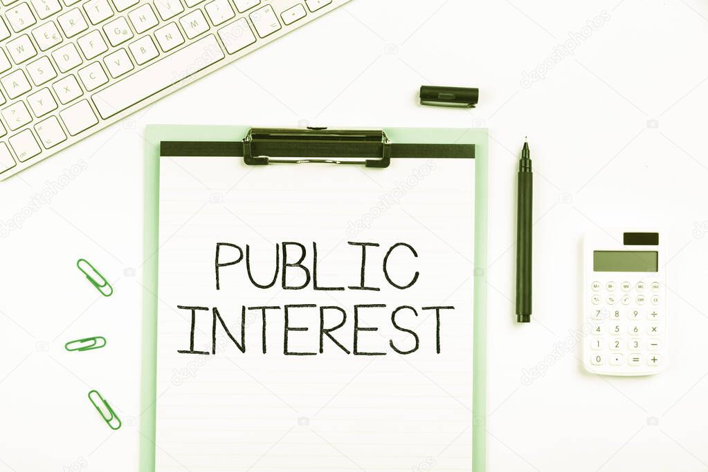 Inspiración mostrando signo de interés público. Concepto que significa ...