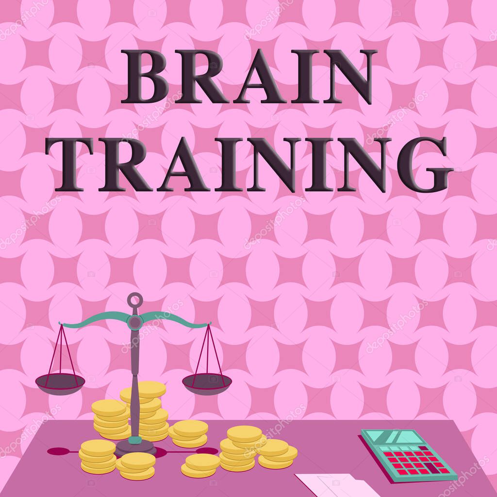 Conceptual caption Brain Training. Negocios muestran actividades mentales para mantener o ...