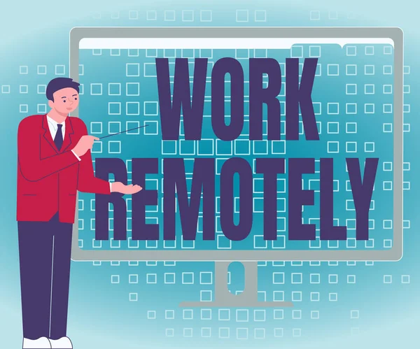 Inspiration showing sign Work Remotely. Word for fresh working style ...