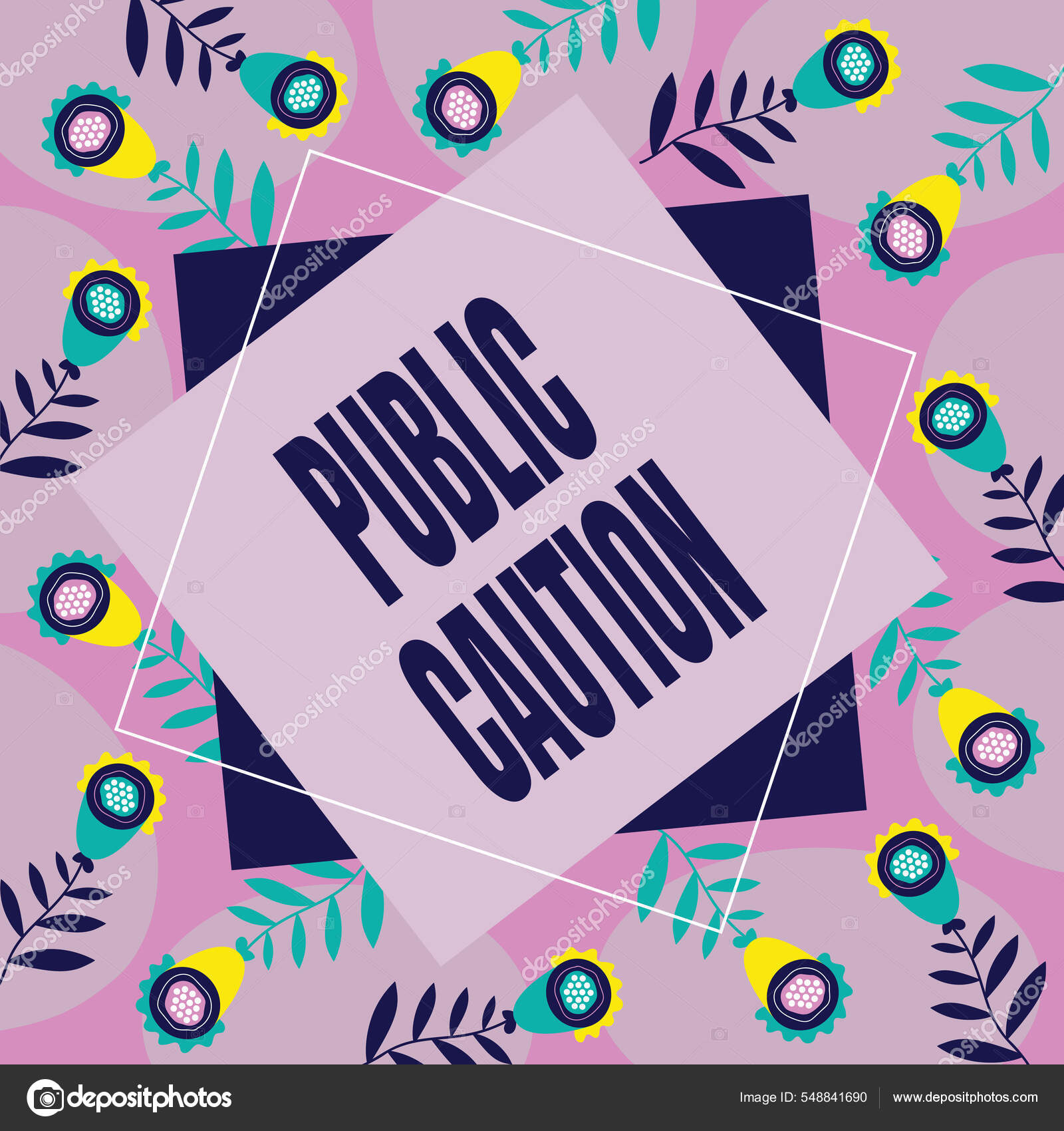 Text caption presenting Public Caution. Word Written on formal warning ...