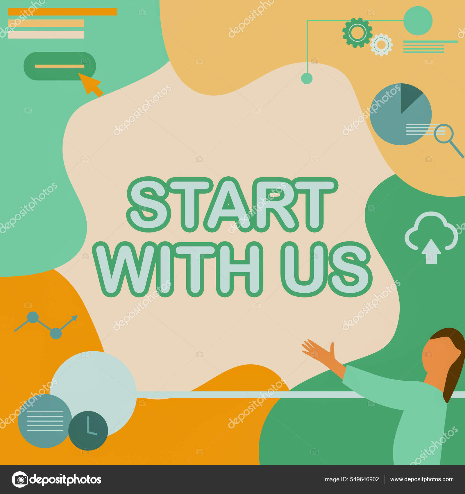 Conceptual caption Start With Us. Concept meaning inviting someone to ...