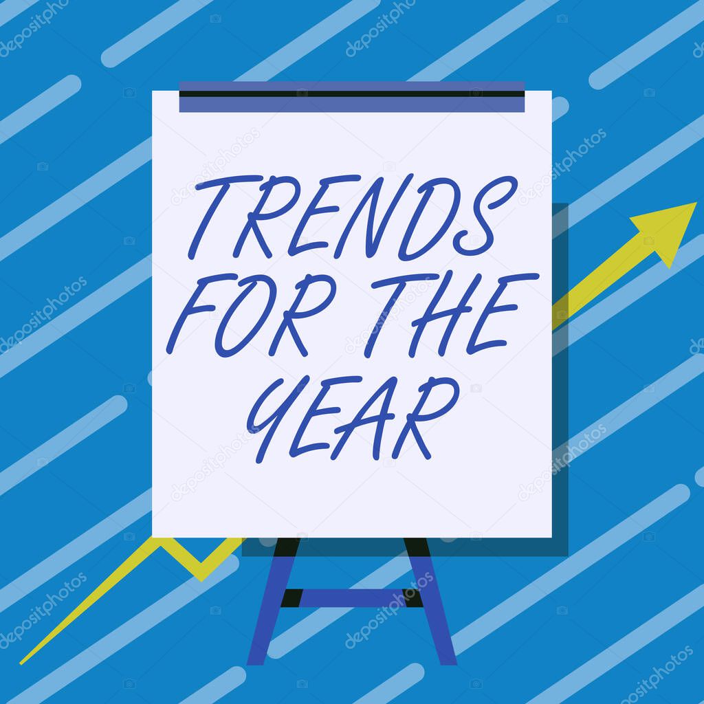 Letrero de escritura a mano Tendencias para el año. Palabra escrita en ...