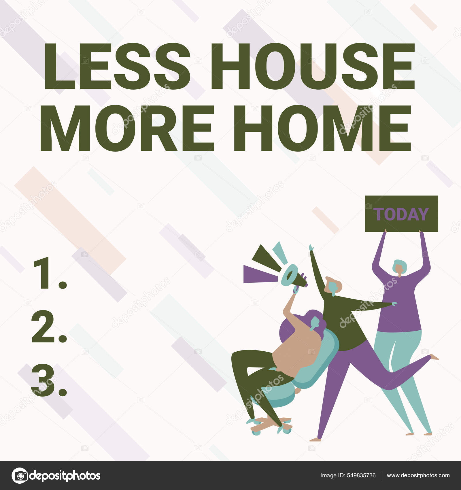 Conceptual caption Less House More Home. Internet Concept small family ...