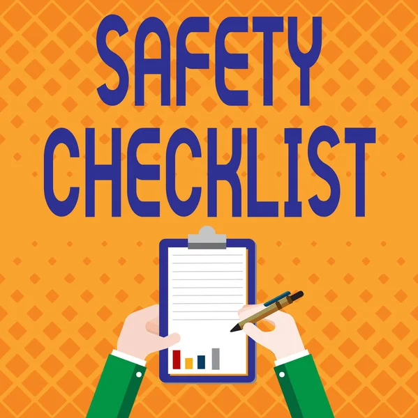 Text caption presenting Safety Checklist. Business showcase list of ... Text caption presenting Safety Checklist. Business showcase list of ...