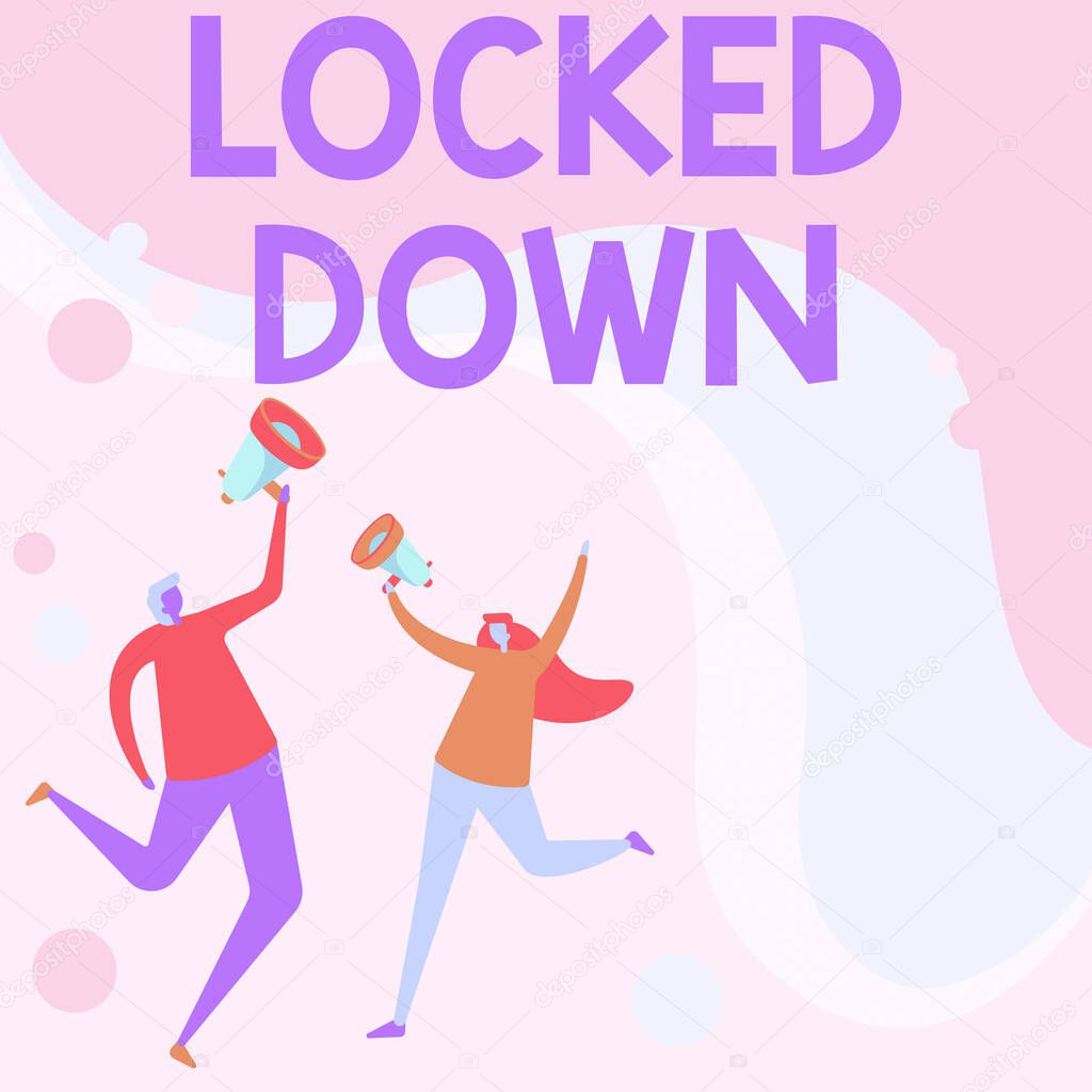 Signo de texto que muestra Bloqueado. Concepto de Internet medida de ...