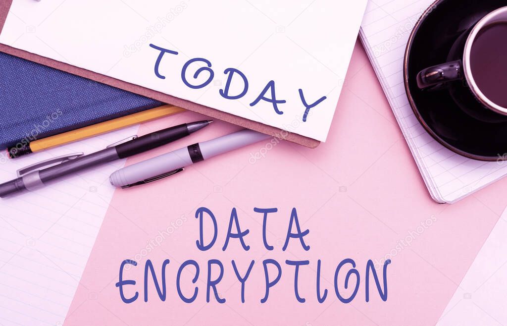 Conceptual caption Data Encryption. Concepto de negocio Algoritmo simétrico para el cifrado de ...