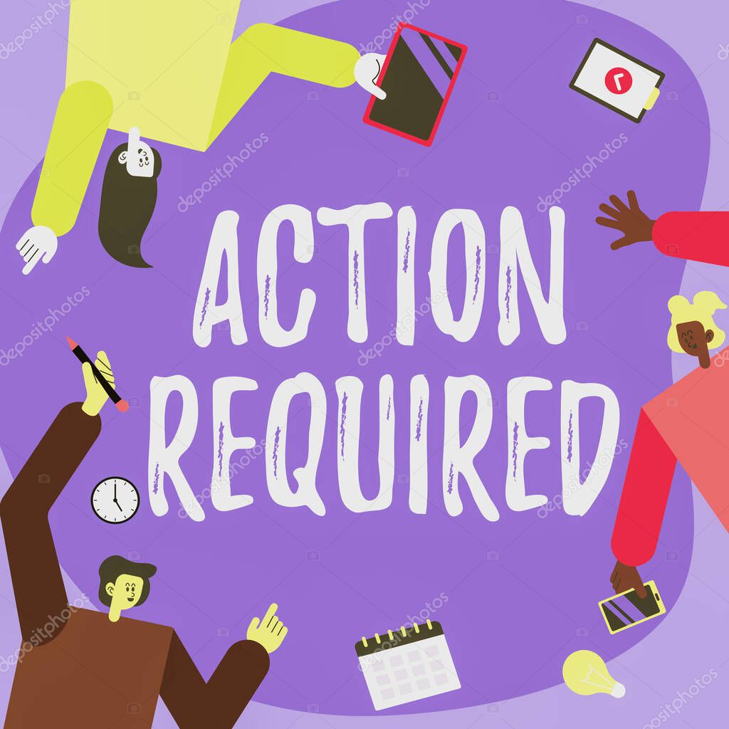 Signo de texto que muestra la acción requerida. Concepto significado ...