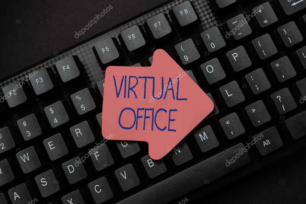 Texto que muestra inspiración Oficina Virtual. Negocios escaparate ...