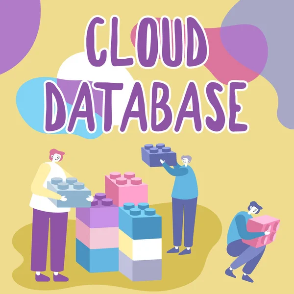 Leyenda conceptual Cloud Database. Concepto de Internet optimizado o construido para un entorno ...