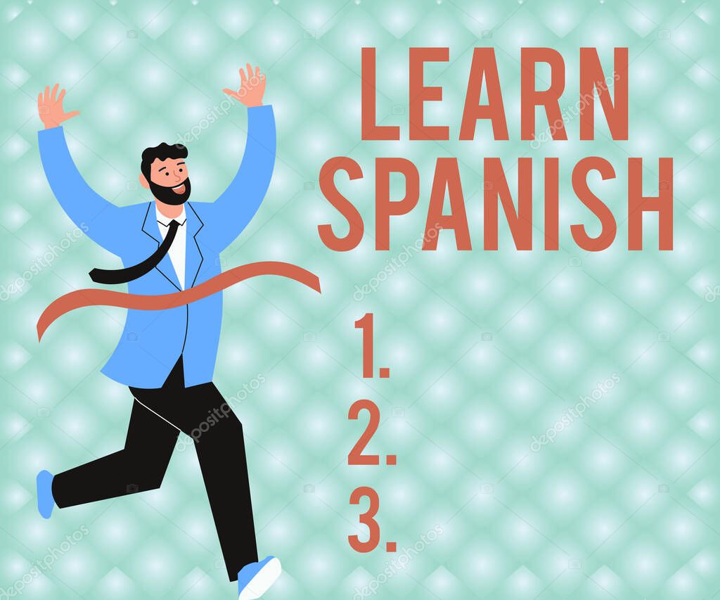 Letrero de escritura a mano Aprender español. Escaparate de negocios ...