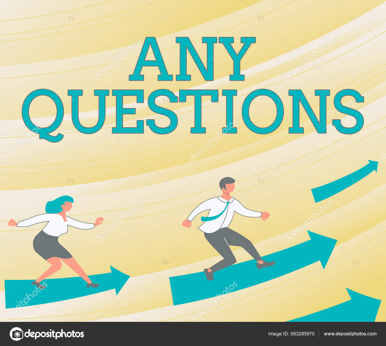 Text caption presenting Any Questions. Business overview Clueless Blank ...