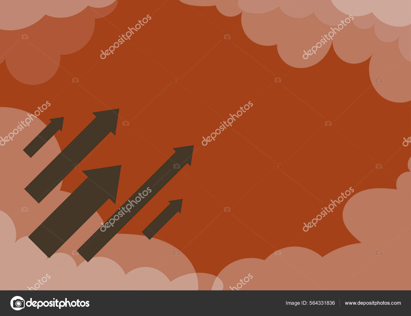 Arrows moving quickly towards sky surrounded with clouds representing ... Arrows moving quickly towards sky surrounded with clouds representing ...