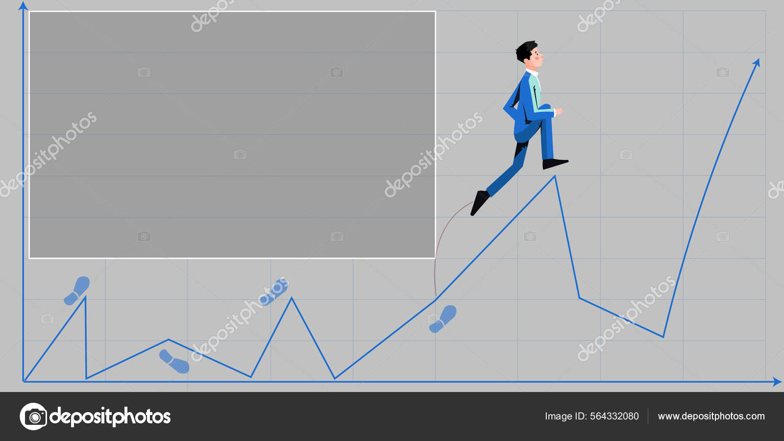 Businessman in suit climbing upwards growth chart representing project ...