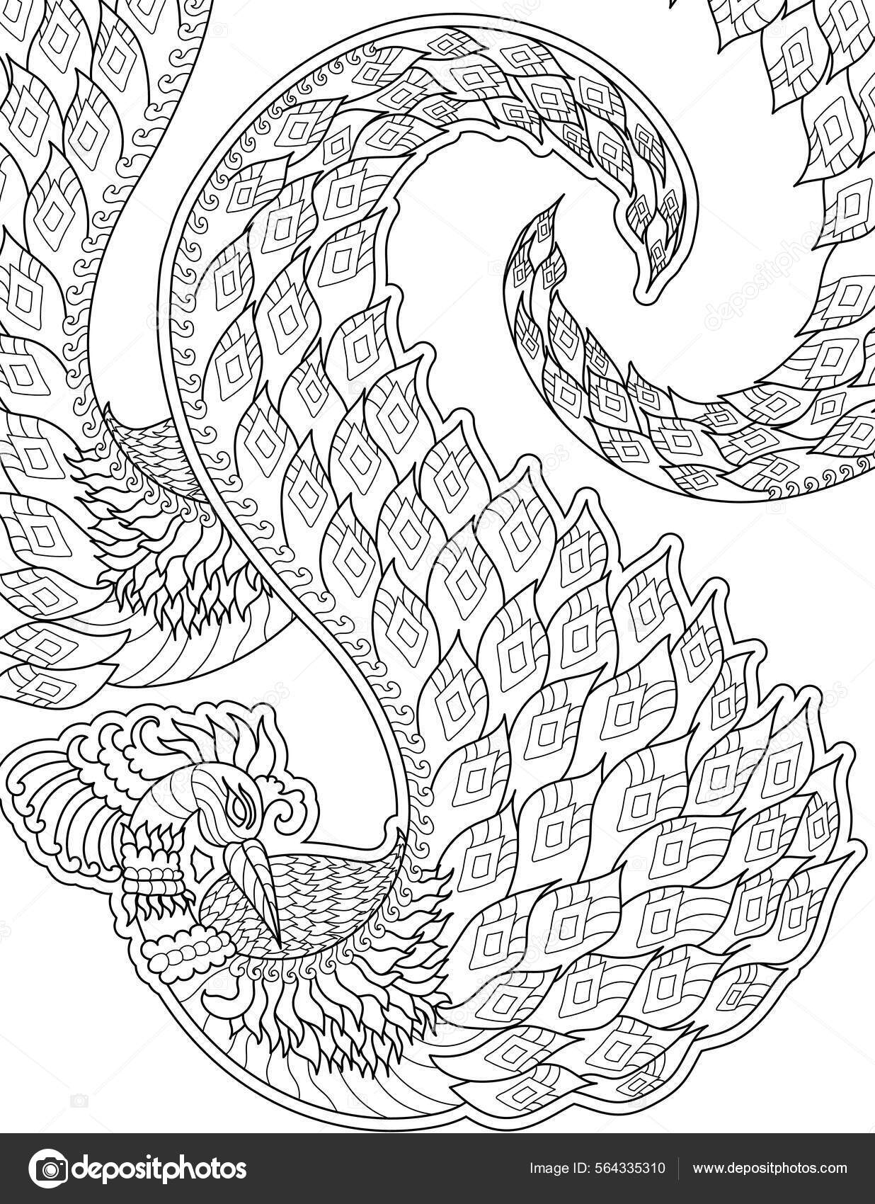 Peacock Pattern Outline