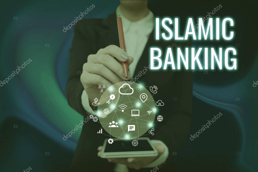 Conceptual display Islamic Banking. Business idea Banking system based ...