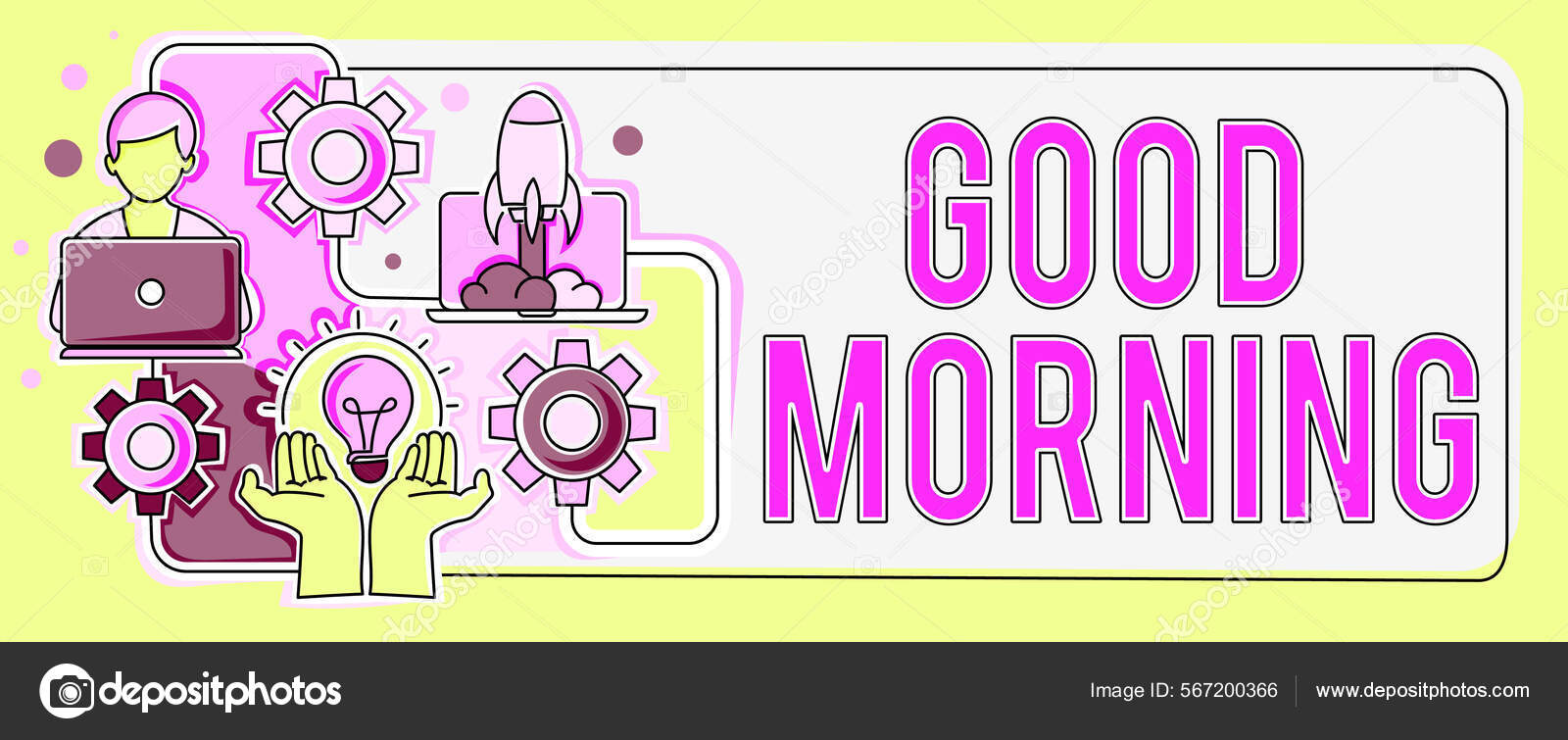 Hand writing sign Good Morning. Business idea A conventional expression ...