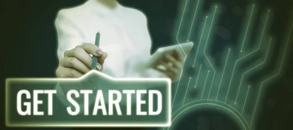 Conceptual display Get Started, Business showcase asking someone to begin task endeavour or ...