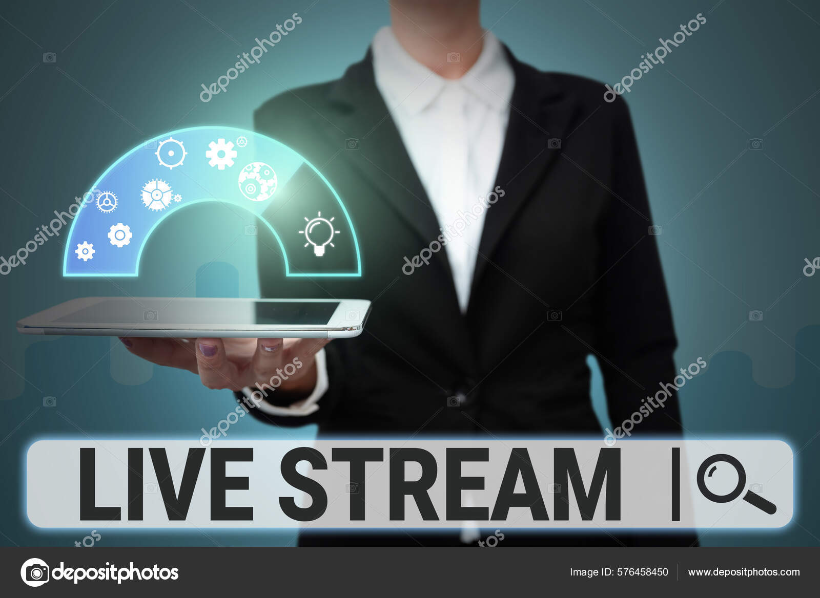Text Caption Presenting Live Stream Word Transmit Receive Video Audio ...