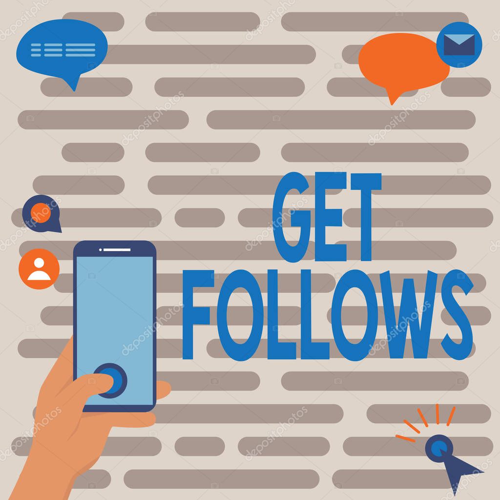 Señal que muestra Obtenga seguidores, persona de enfoque de negocios ...