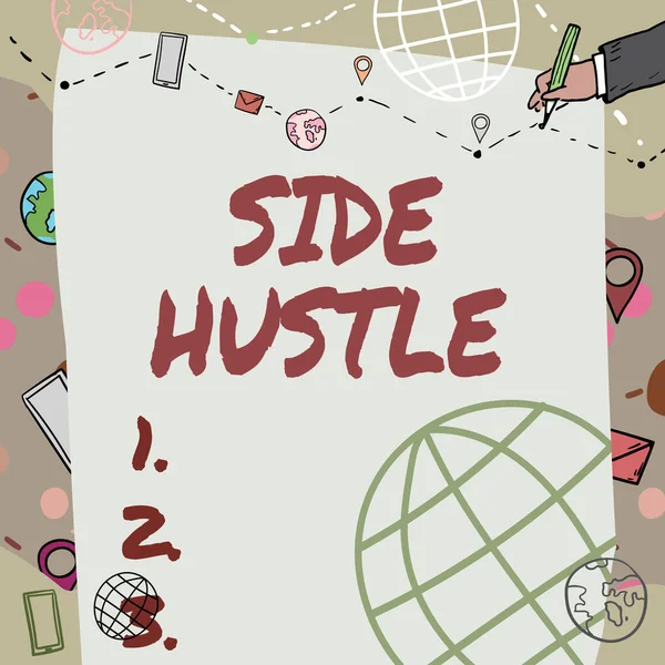 Text showing inspiration Side Hustle, Conceptual photo way make some ...