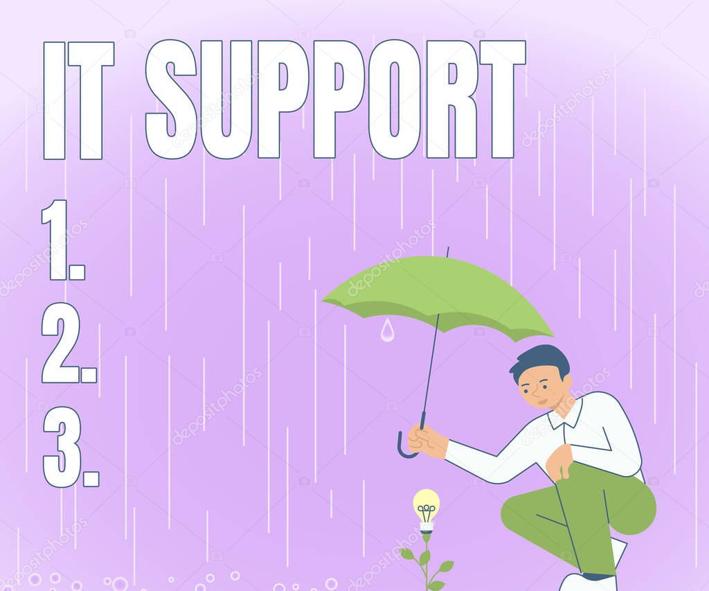 Conceptual caption It Support, Idea de negocio Prestar ayuda sobre ...