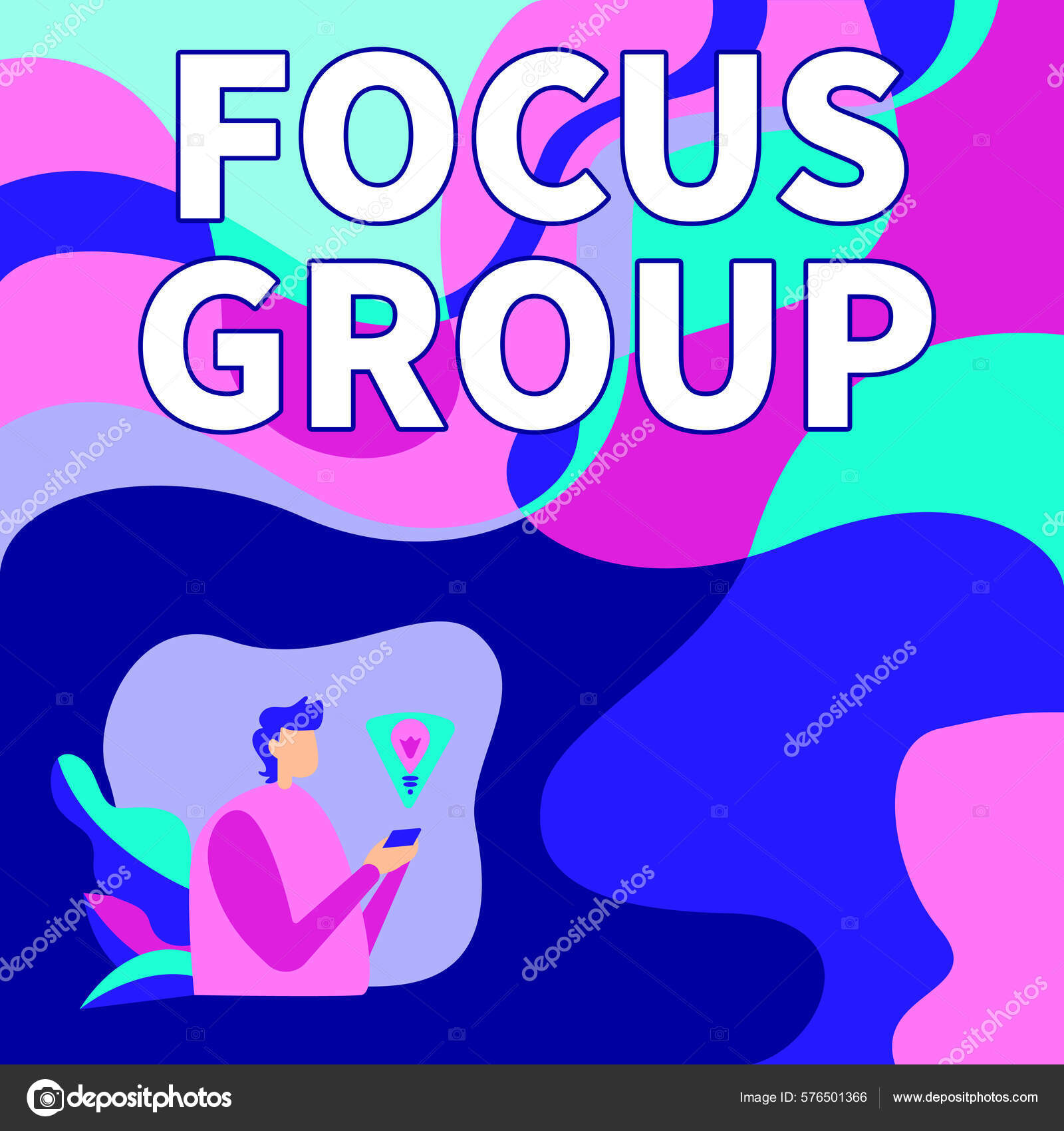 Sign Displaying Focus Group Word Showing Assembled Participate