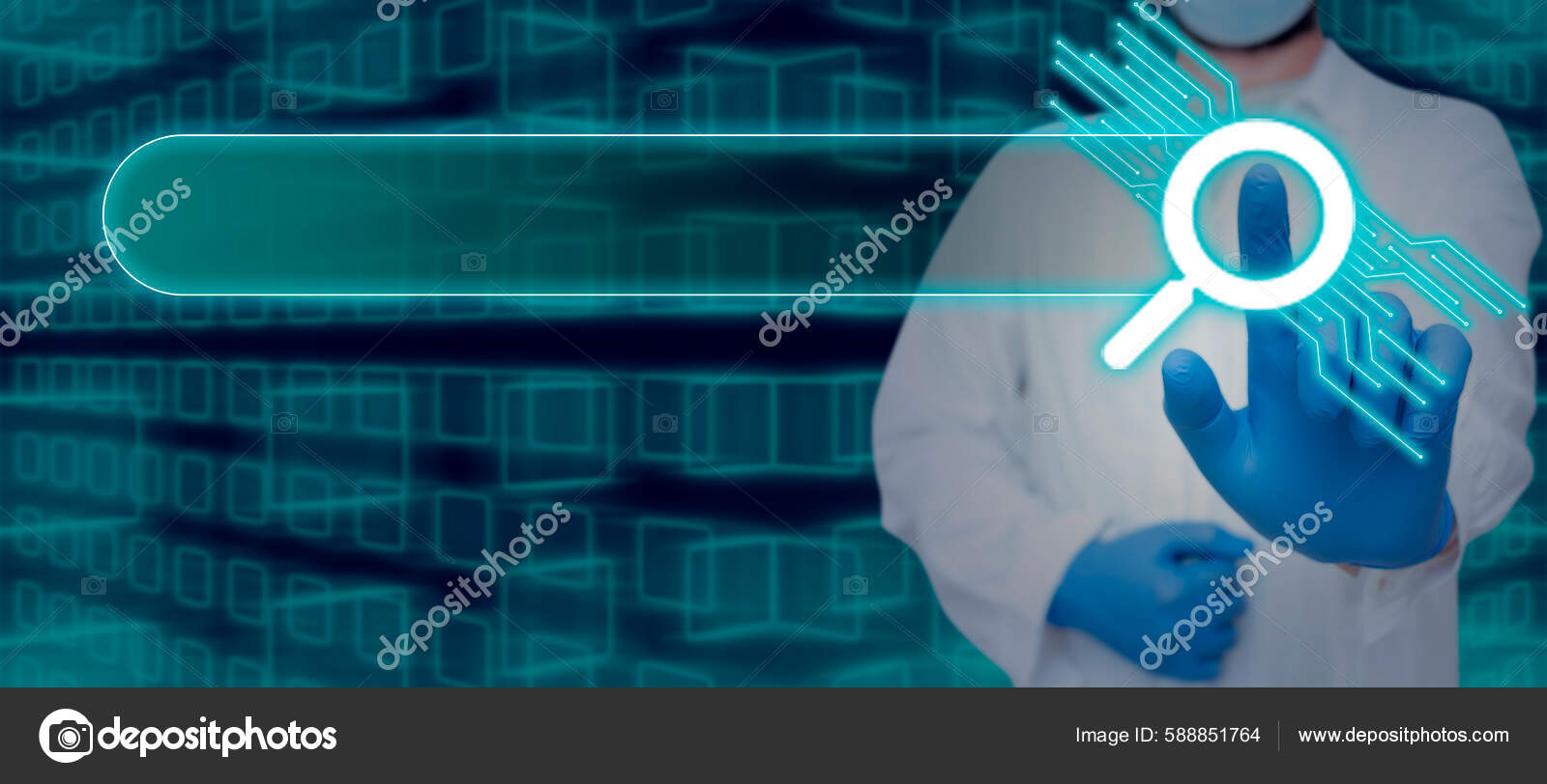 Doctor Pushing One Finger Searching Bar Presenting Ideas Box Stock ...