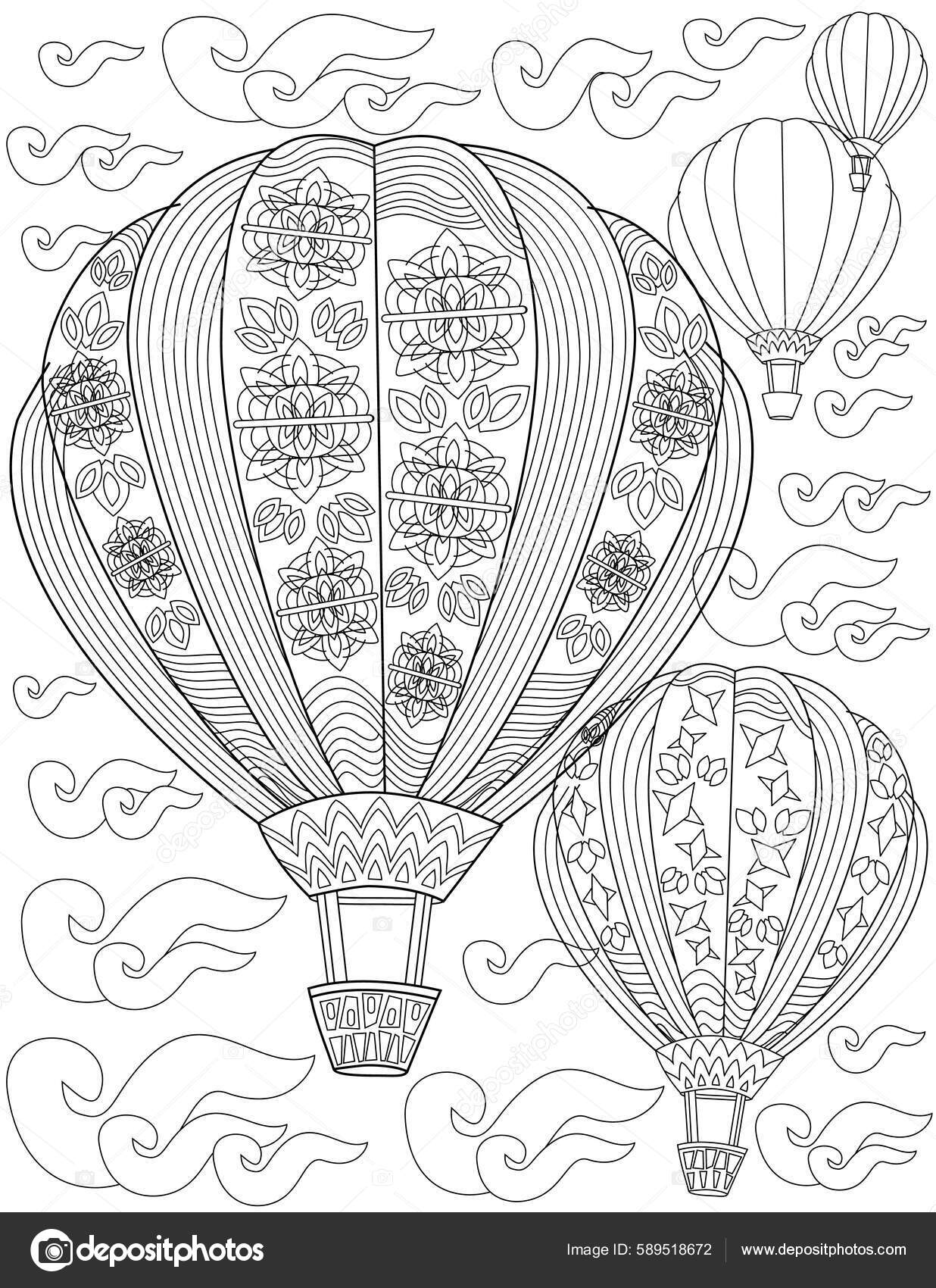Hot Air Balloon Coloring Pages For Adults
