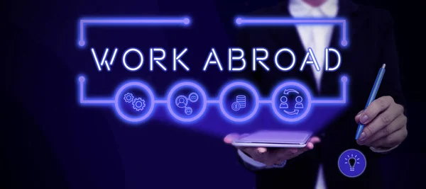 Text showing inspiration Work Abroad, Business overview Immersed in a ...