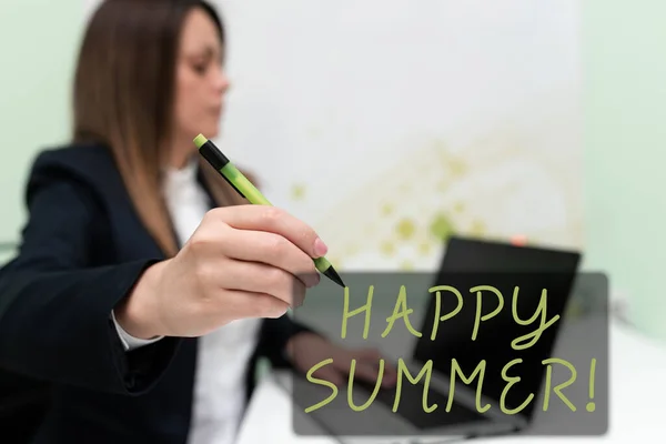 Inspiration showing sign Happy Summer, Word Written on Beaches Sunshine ...