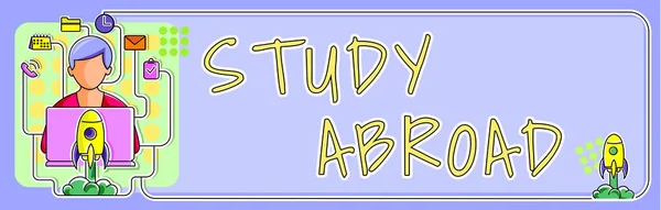 Conceptual display Study Abroad, Word Written on Pursuing educational ...