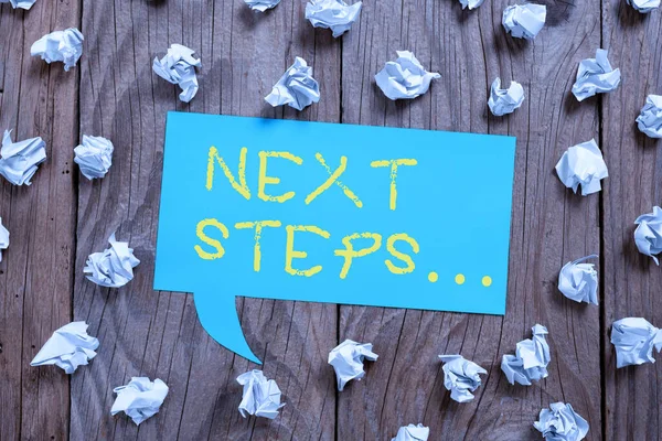 Text showing inspiration Next Steps , Business showcase numper of ...