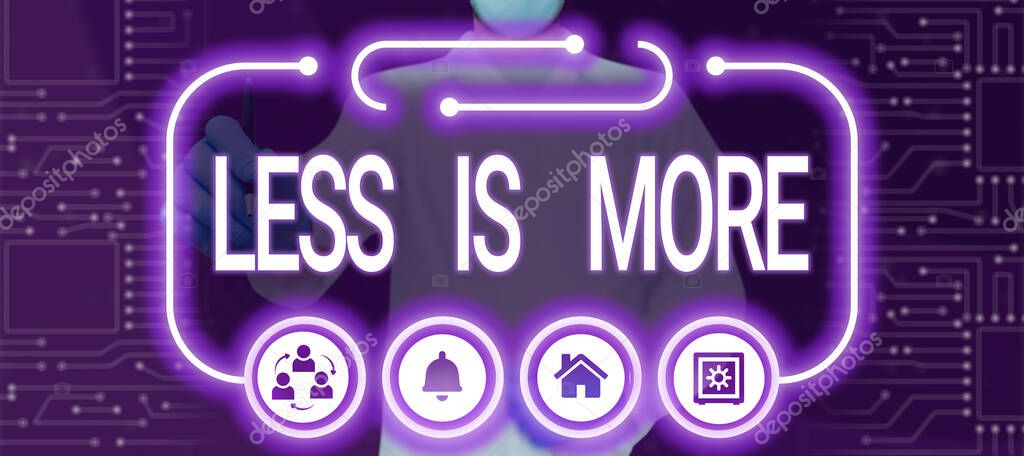 Writing displaying text Less Is More, Business concept Minimalist ...