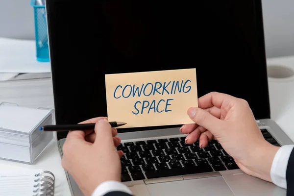 Hand writing sign Coworking Spacequestion, Business concept Business ...