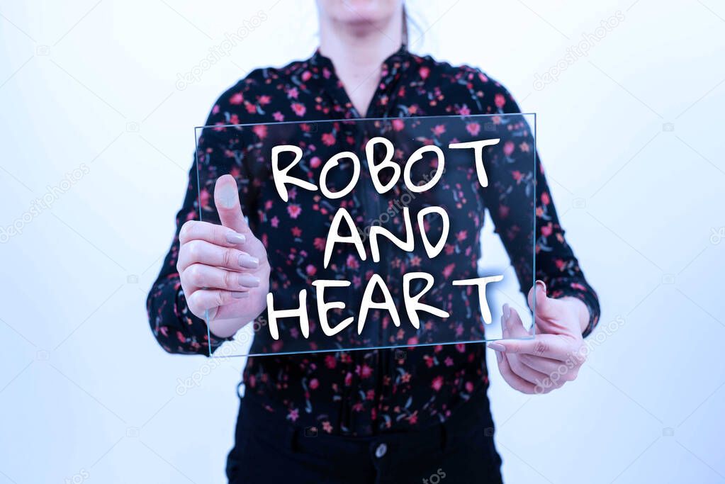 Conceptual caption Robot And Heart, Concepto de negocio Sensibilidad y ... Conceptual caption Robot And Heart, Concepto de negocio Sensibilidad y ...
