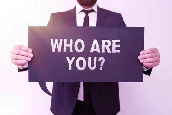 Handwriting text Who Are You Question, Word Written on Identify ...