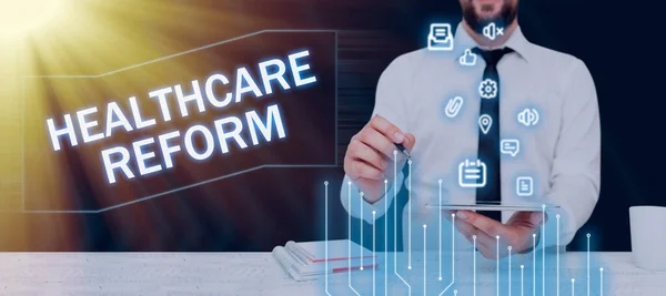 Text sign showing Healthcare ReformInnovation and Improvement in the ...