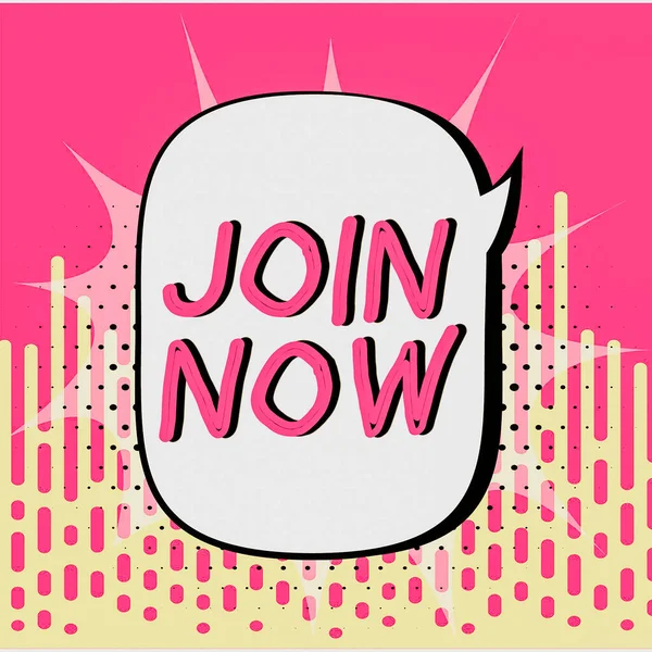 Conceptual caption Join Now, Conceptual photo An invite to a person or ...