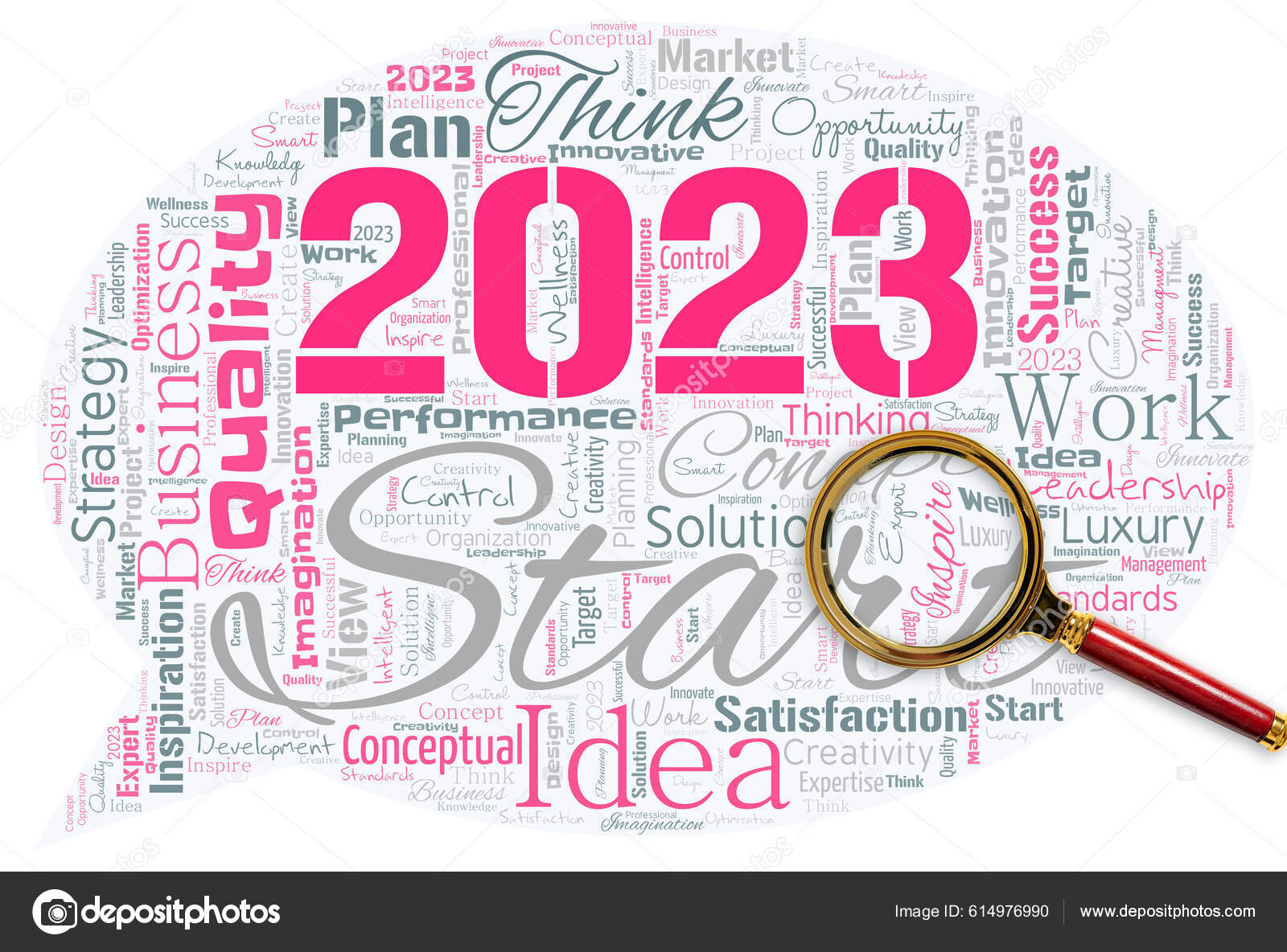 Big Word Cloud Words 2023 Start Magnifying Glass Stock Photo by ...
