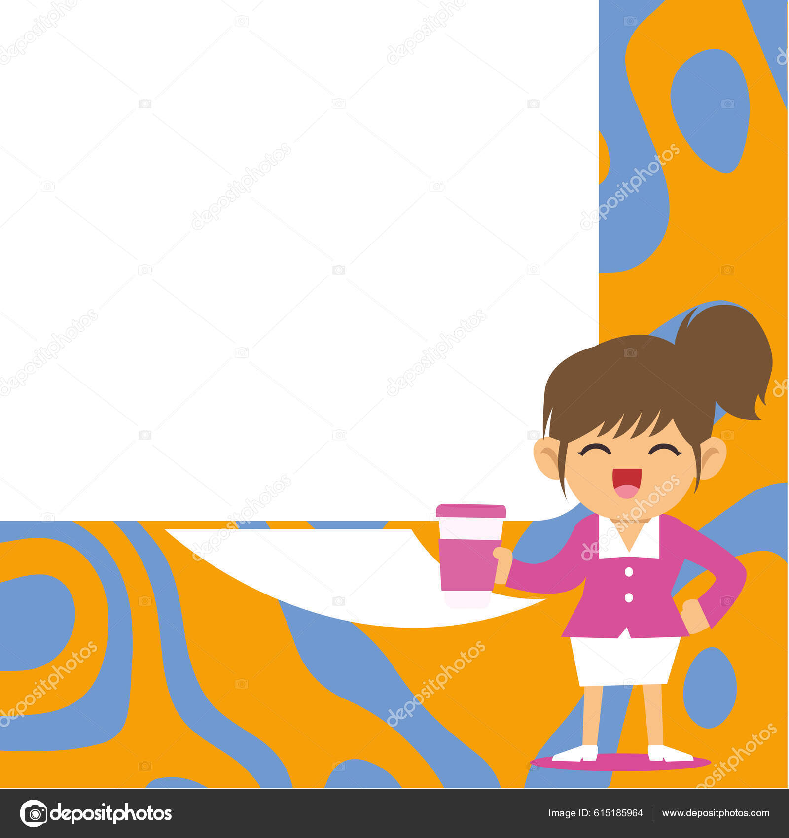 Instructor Dibujo Apuntando Pizarra Pizarra Mientras Sostiene Copa ...