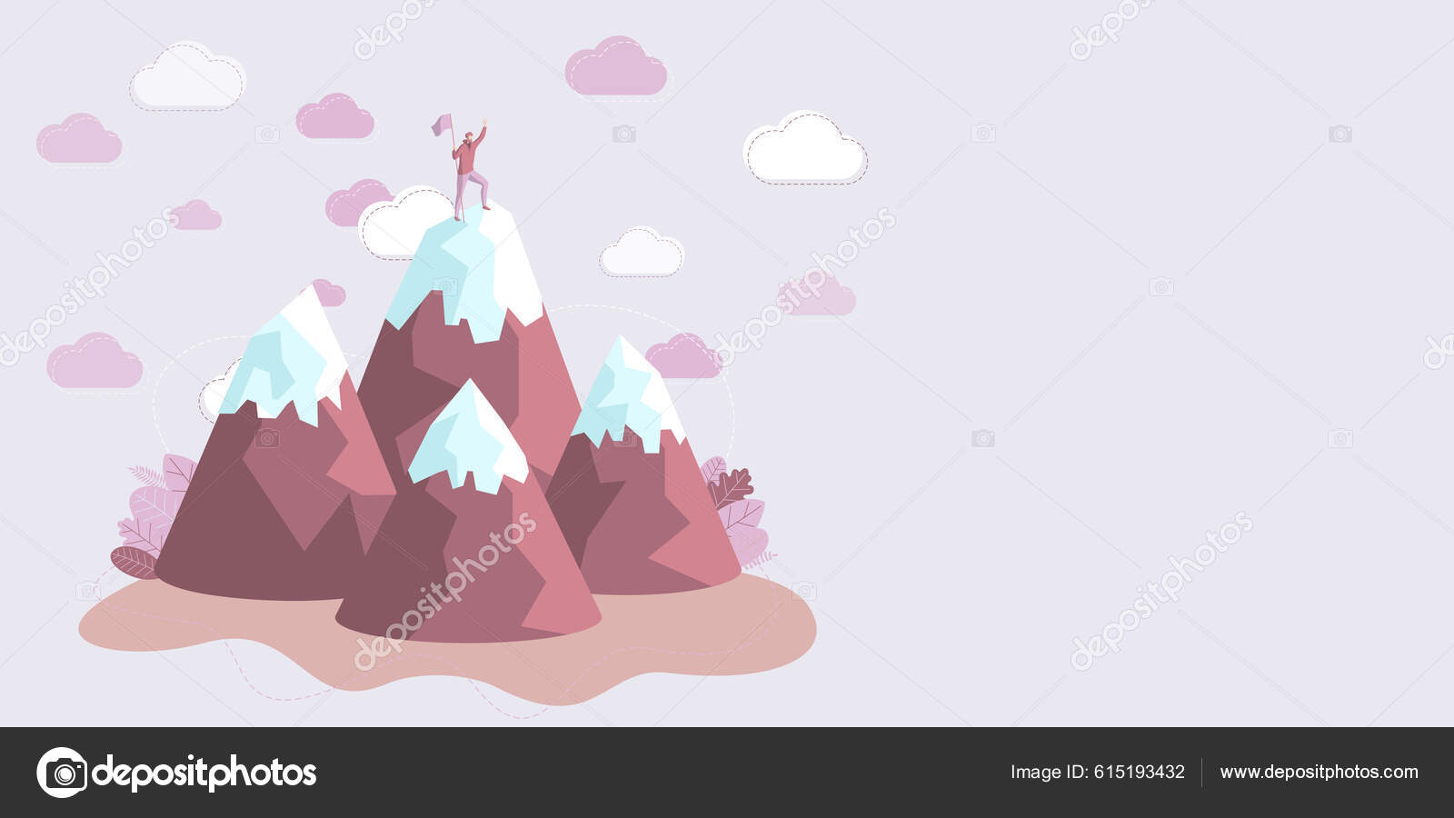Man Mountain Drawing Proud His Climbing Success Clouds Stock Vector by ...