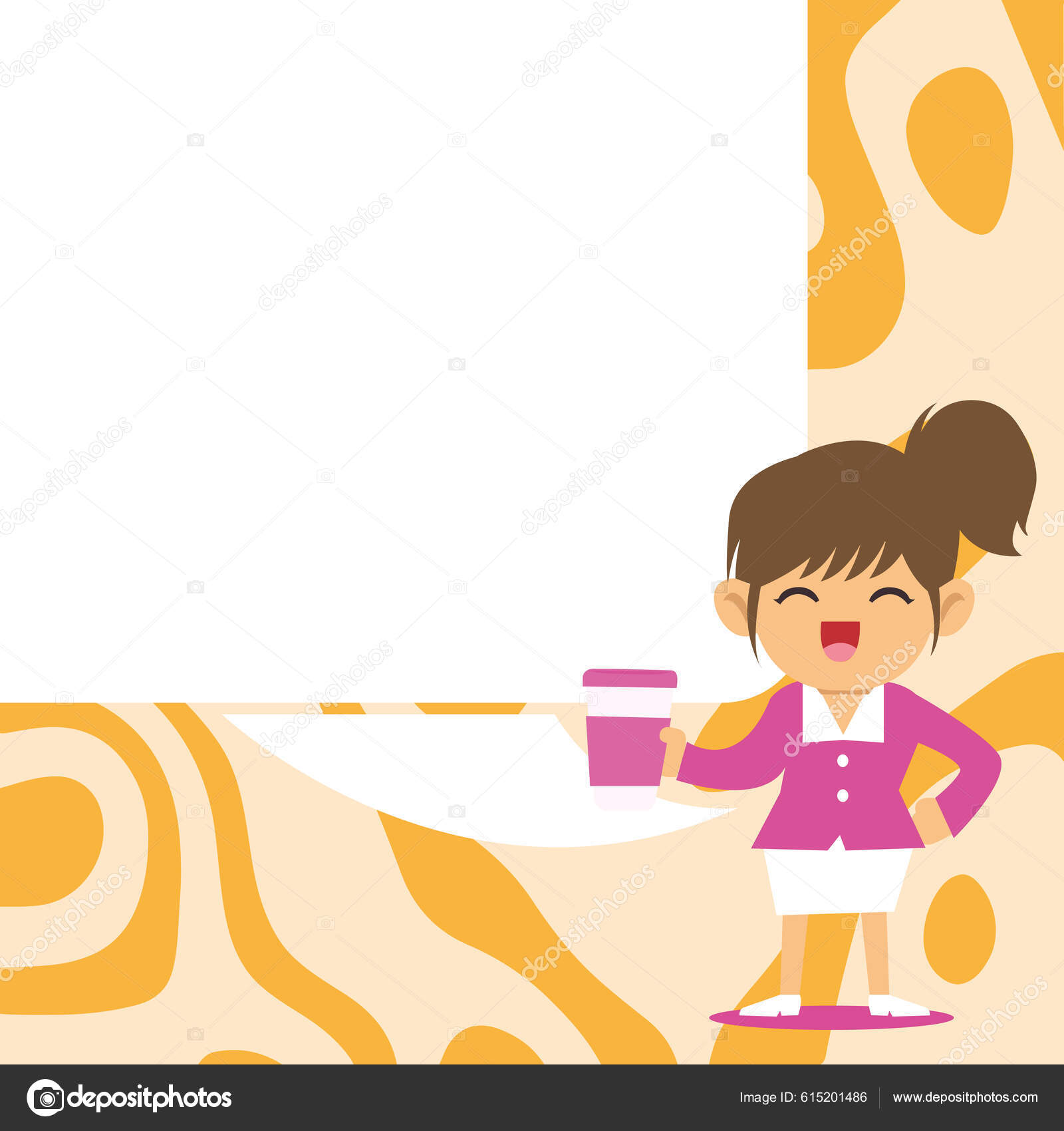 Instructor Dibujo Apuntando Pizarra Pizarra Mientras Sostiene Copa ...