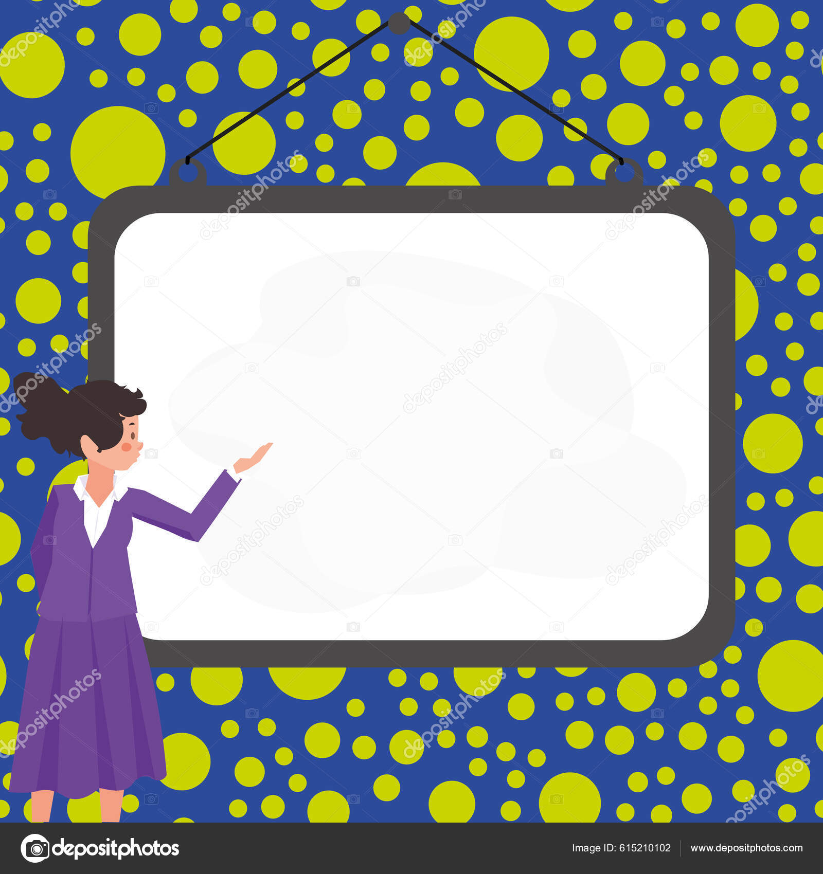 Instrutor Desenho Apontando Vara Whiteboard Enquanto Segurando Cup ...