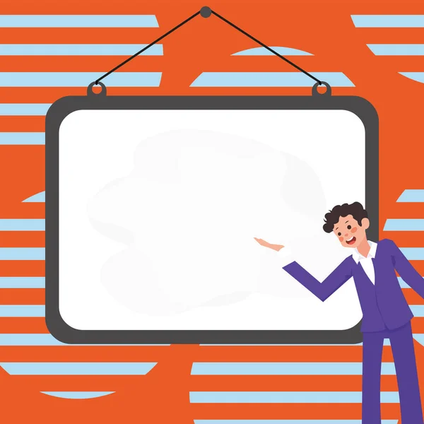 Instructor Dibujo Apuntando Pizarra Pizarra Mientras Sostiene Copa ...