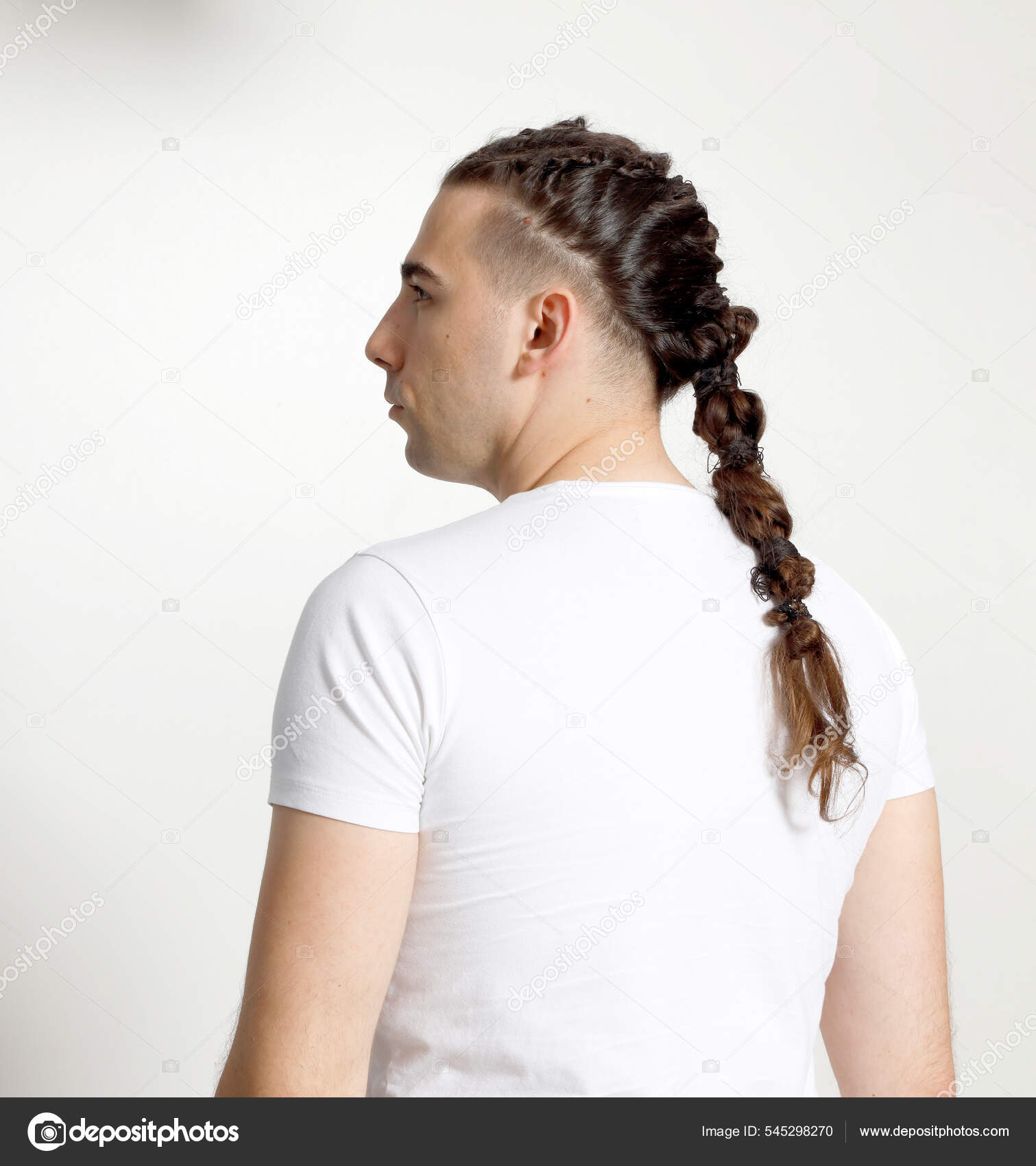 Stylish Male Model Braids Posing Studio Isolated Background Style ...