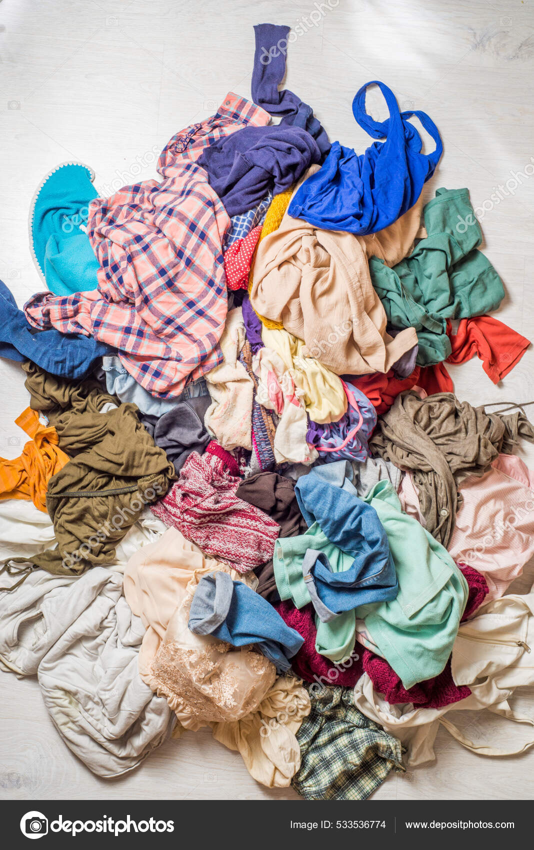 Pile Used Clothes Light Background Second Hand Recycling Stock Photo by ...