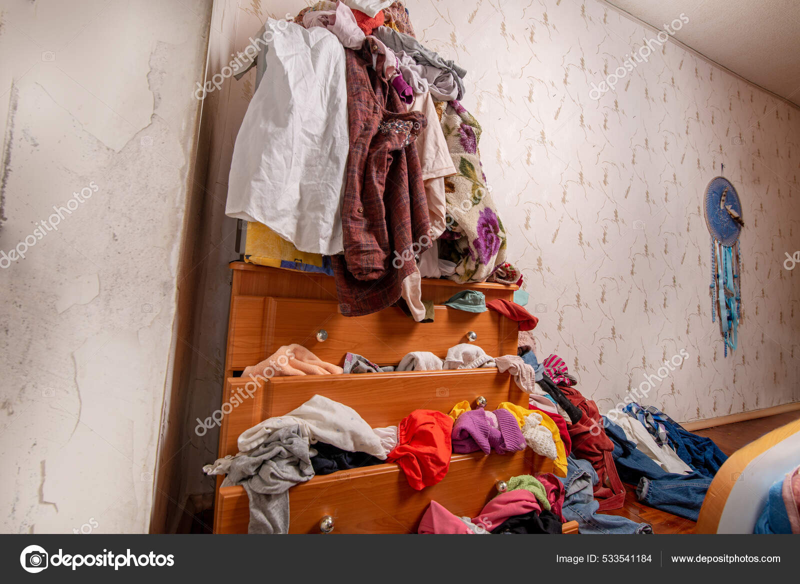Pile Clothes Closet Home Interior Cluttered Dwelling Stock Photo by ...