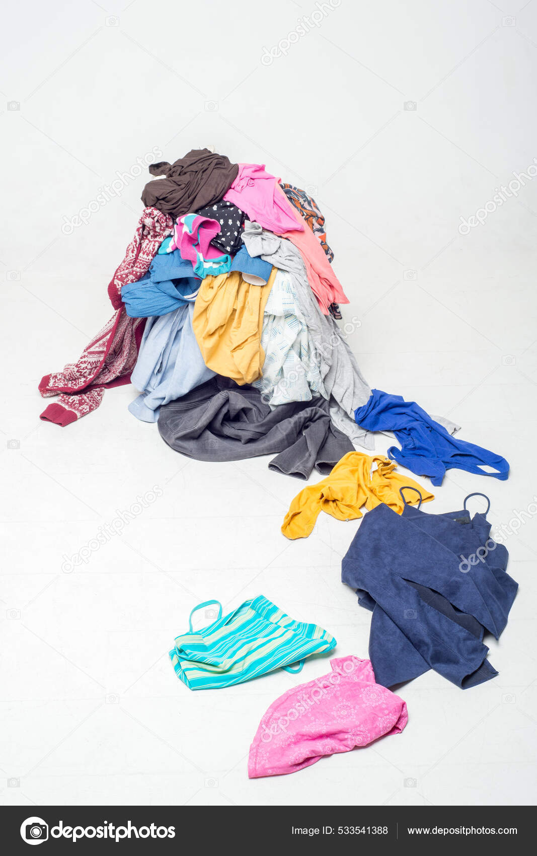Pile Used Clothes Light Background Second Hand Recycling — Stock Photo ...
