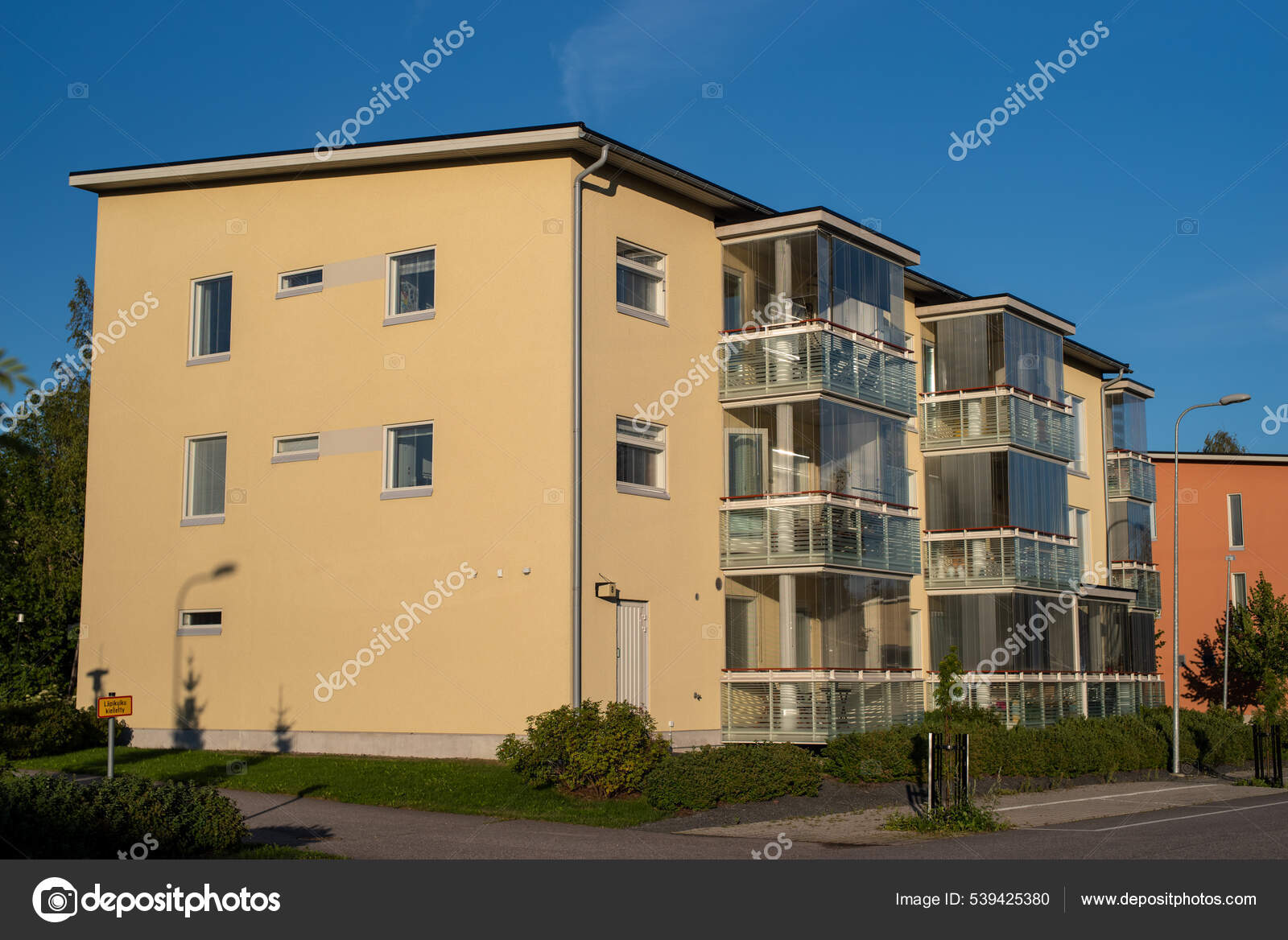Typical Apartment Building Small City Sunny Summer Evening – Stock ...