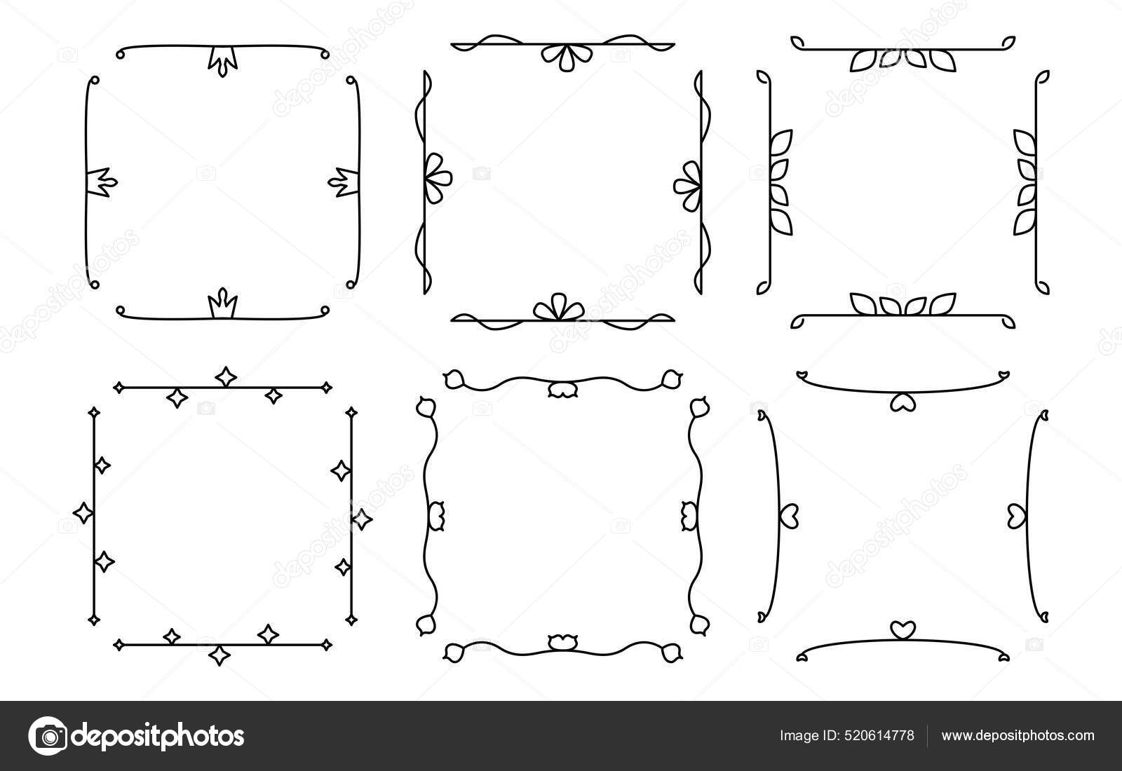 Dividers black decorative square frames retro set Stock Vector Image by ...